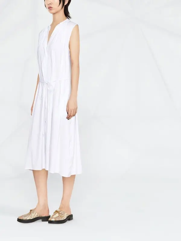 Vince Shirred Band Collar Dress - White