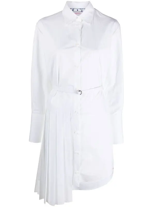 Off-White Slogan-print Shirt Dress - White