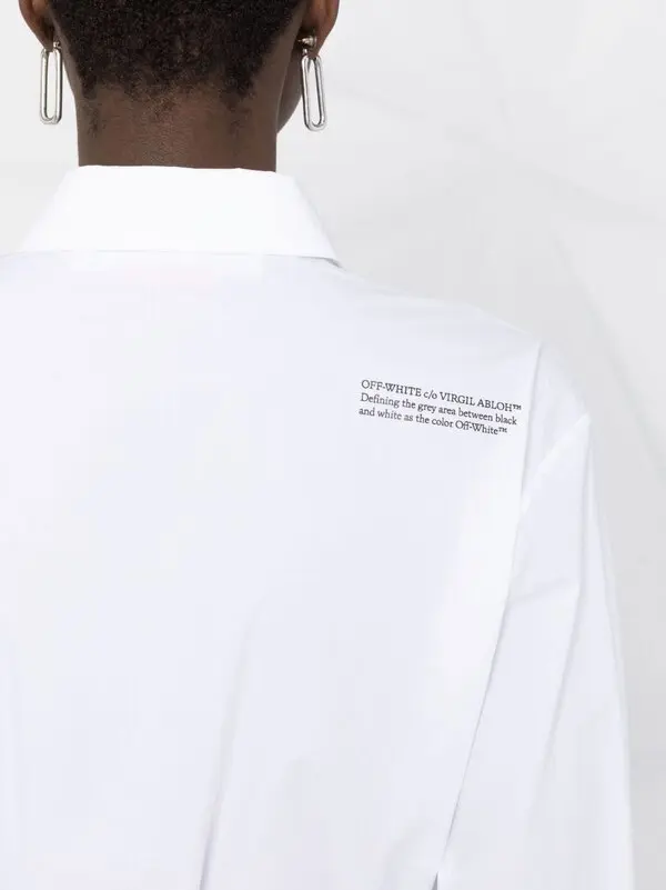 Off-White Slogan-print Shirt Dress - White