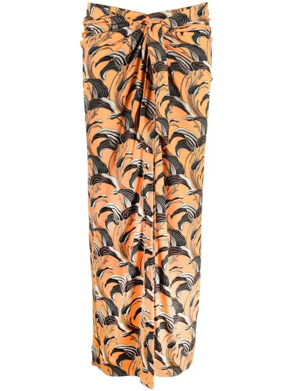 Rabanne Printed Ruched Skirt - Orange
