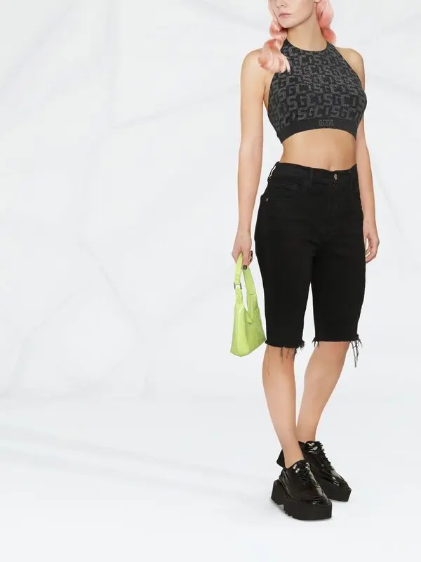 Gcds Logo-print Lurex Cropped Top