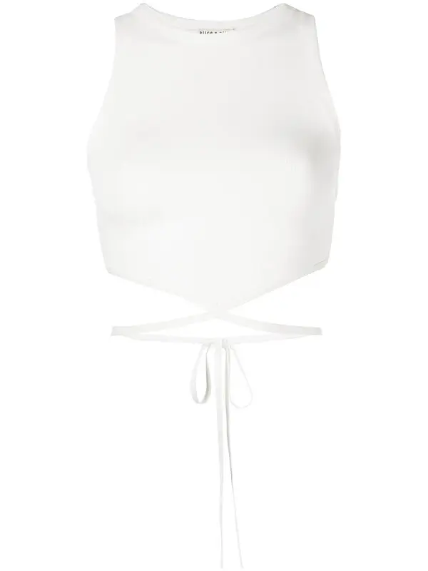Alice + Olivia Latia Sleeveless Crop Tank Top - White