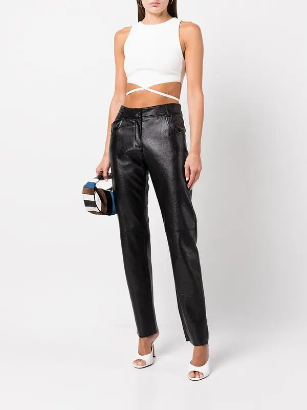 Alice + Olivia Latia Sleeveless Crop Tank Top - White