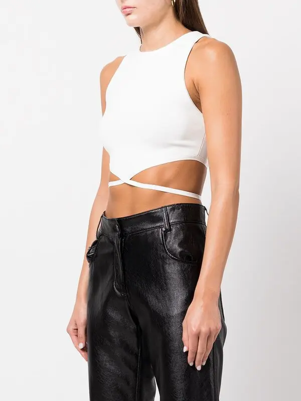 Alice + Olivia Latia Sleeveless Crop Tank Top - White