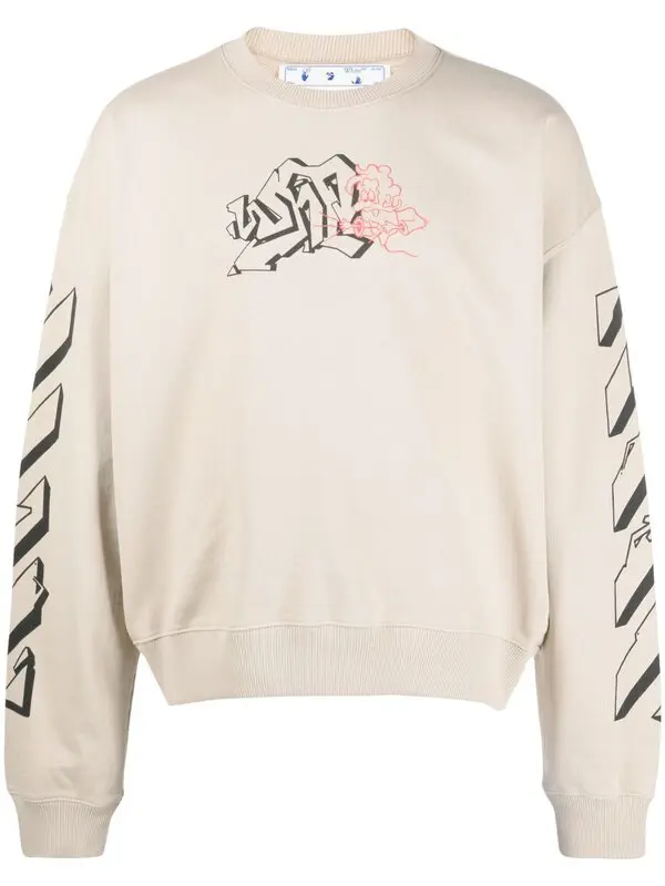 Off-White Graffiti Print Crew-neck Sweatshirt