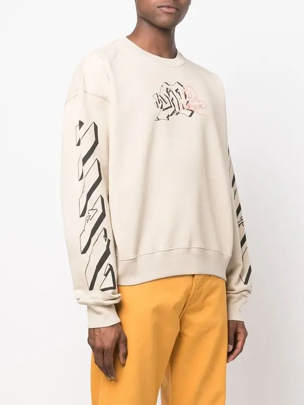 Off-White Graffiti Print Crew-neck Sweatshirt