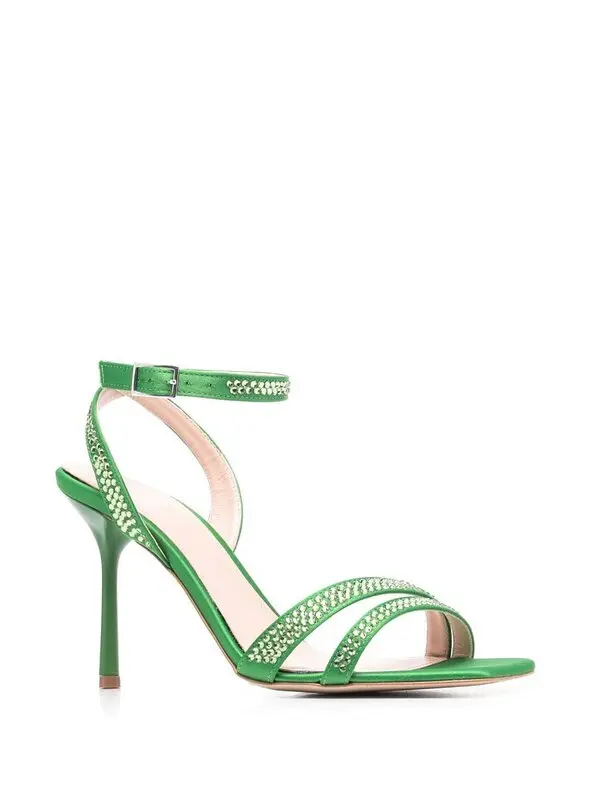 Liu Jo Crystal-embellished Leather Sandals - Green