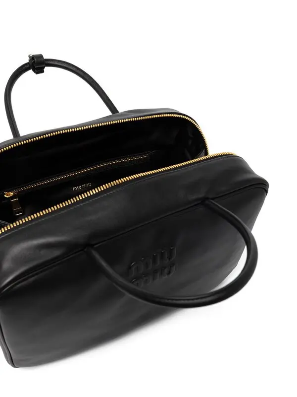 Miu Miu Top-Handle Leather Laptop Bag - Black | Editorialist