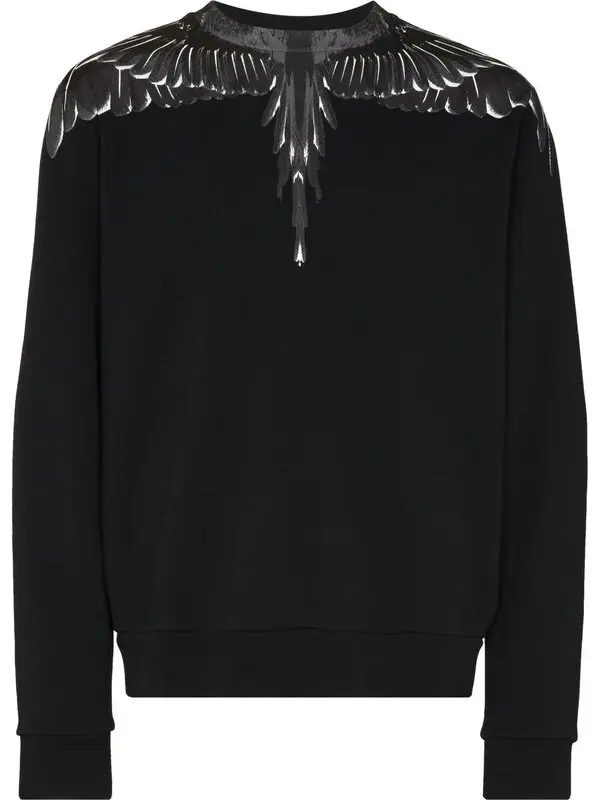 COUNTY OF MILAN Wings-print Crew-neck Sweatshirt - Black