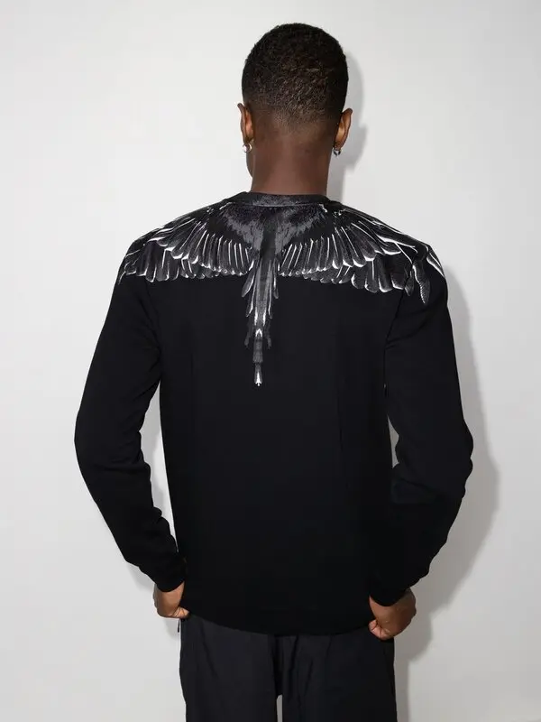 COUNTY OF MILAN Wings-print Crew-neck Sweatshirt - Black