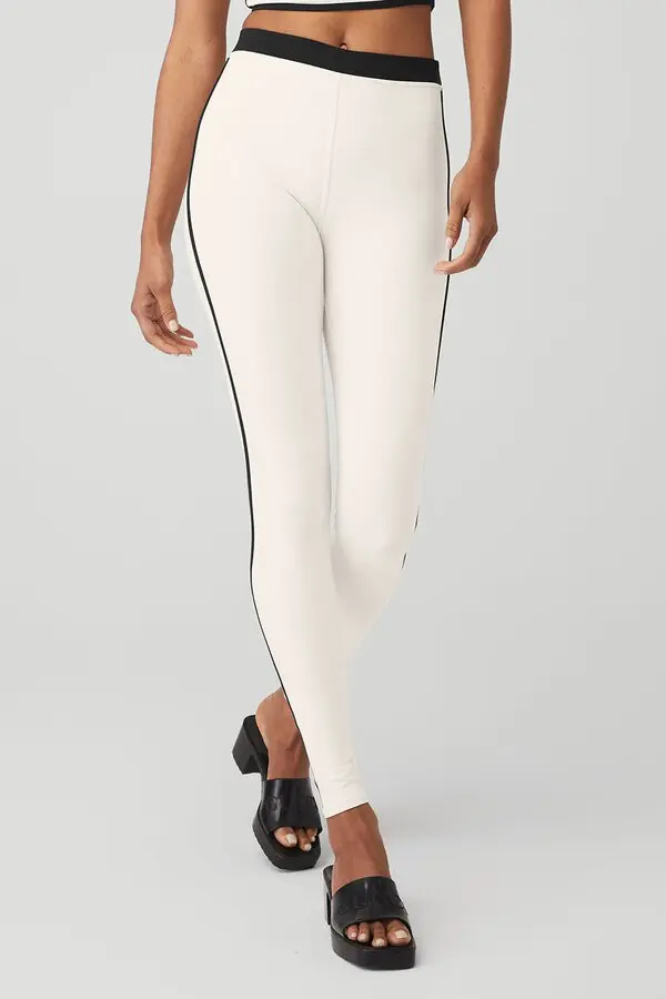 Alo Yoga Airbrush High-Waist Streamlined Legging - Ivory/Black