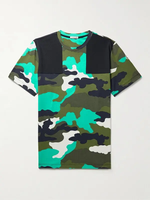 Moncler Camouflage-print Cotton-jersey T-shirt - Blue