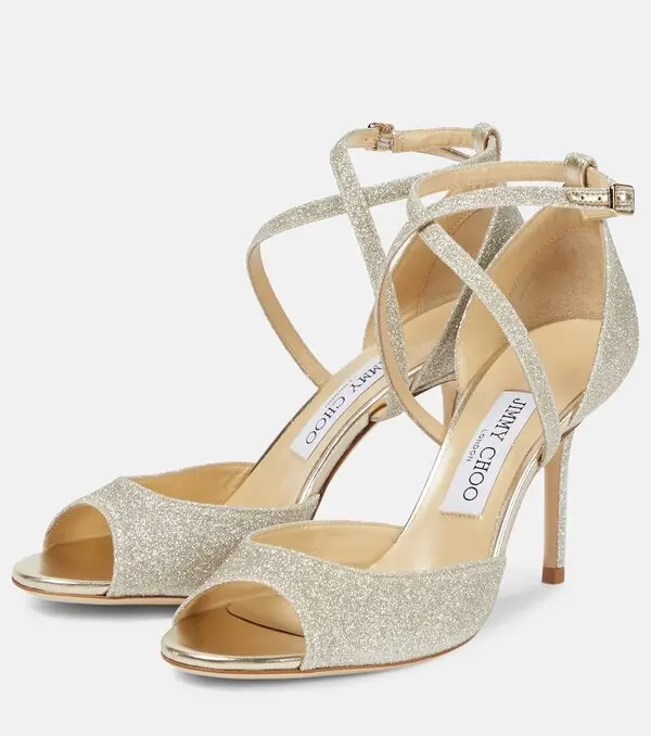 JIMMY CHOO Emsy 85 Glitter Sandals