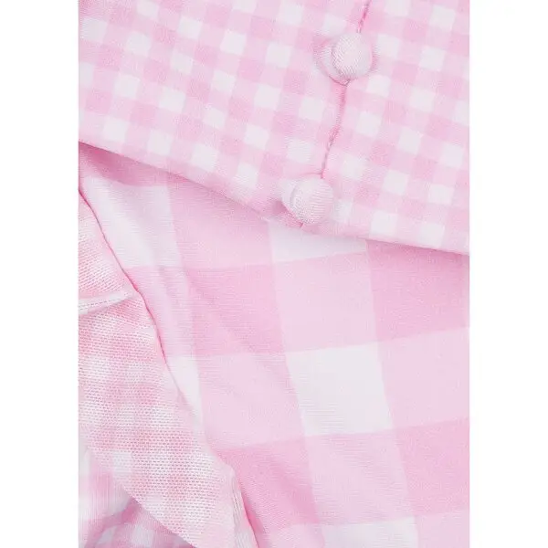 FILLYBOO Pink Gingham Ruffled Swimsuit S