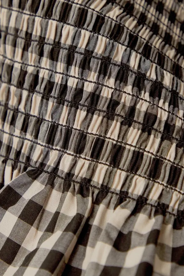 MOLLY GODDARD Kim" Shirred Ruffled Gingham Cotton Strapless Top