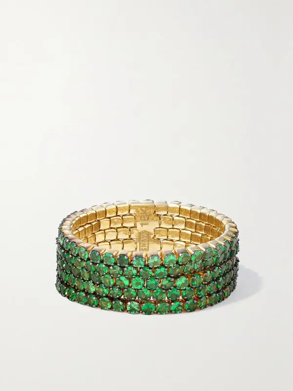 Shay 18-karat Garnet Stacked Ring - Gold