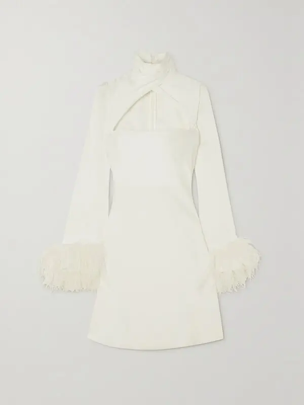 16Arlington Odessa Feather-trimmed Mini Dress