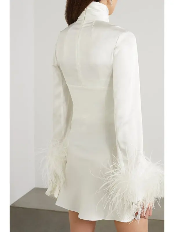 16Arlington Odessa Feather-trimmed Mini Dress