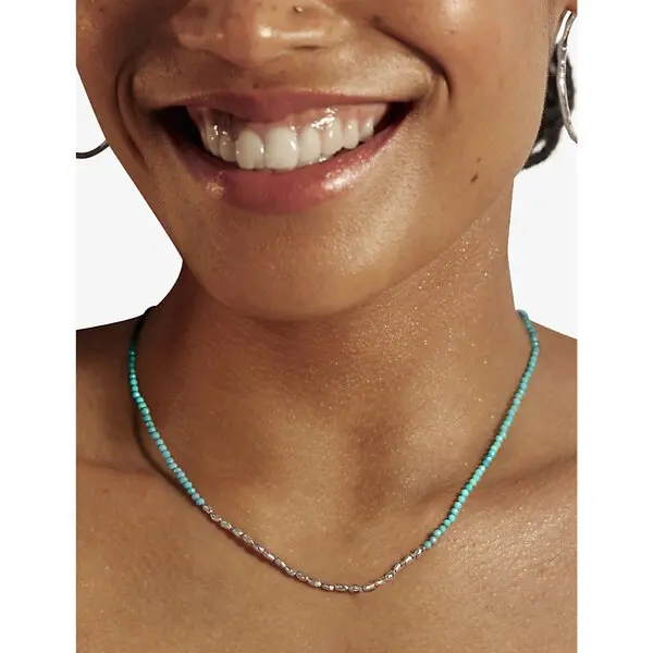 Monica Vinader Mini Nugget Turquoise Beaded Necklace - Blue