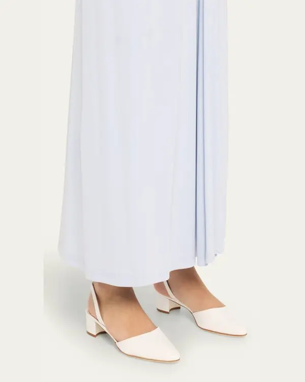 Manolo Blahnik Aspro Patent Slingback Ballerina Pumps - White