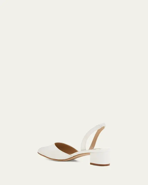 Manolo Blahnik Aspro Patent Slingback Ballerina Pumps - White