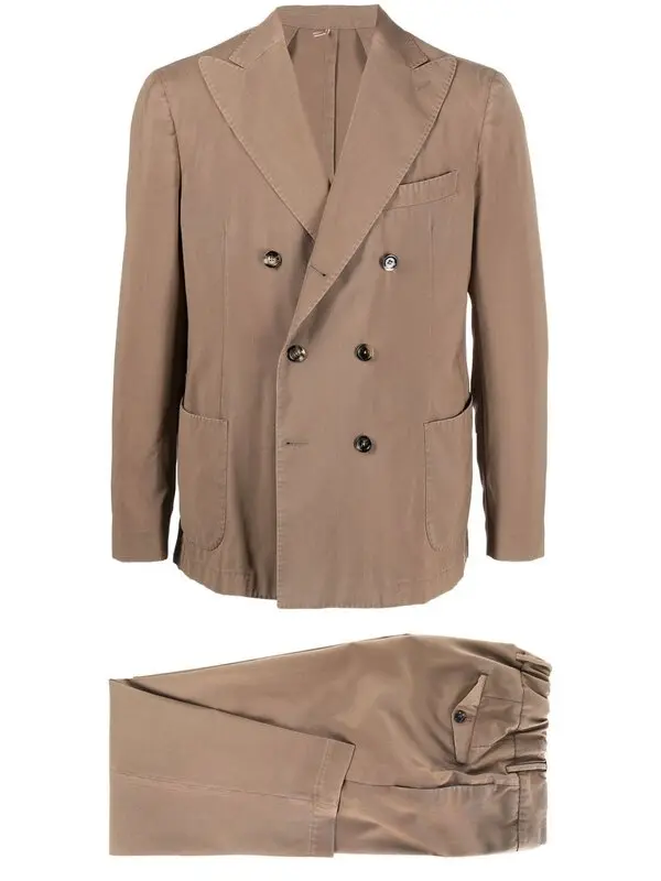 DELL'OGLIO Double-breasted Wool Suit - Neutrals