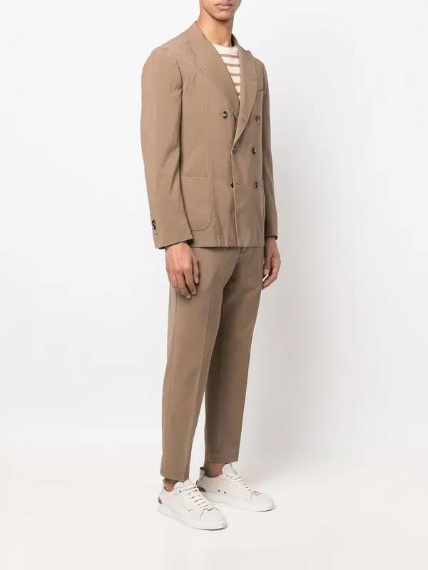 DELL'OGLIO Double-breasted Wool Suit - Neutrals