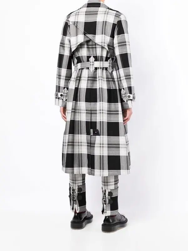 CHARLES JEFFREY Tartan-check Asymmetric Trench Coat