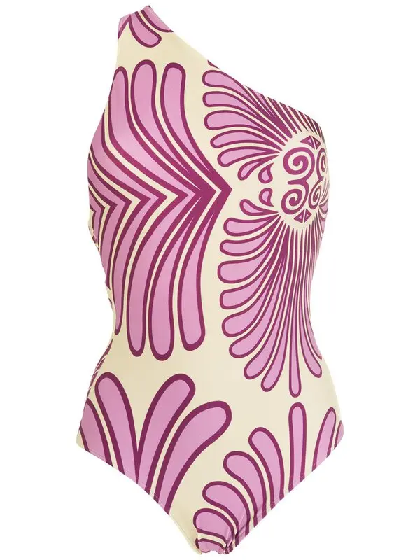 ADRIANA DEGREAS One-shoulder Printed Swimsuit - Purple