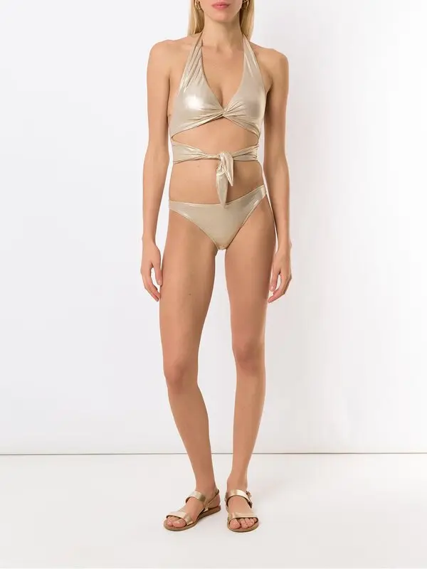 ADRIANA DEGREAS Metallic Halterneck Bikini Set