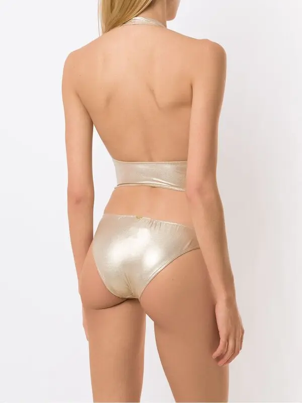 ADRIANA DEGREAS Metallic Halterneck Bikini Set