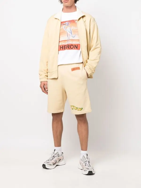 Heron Preston Logo-embellished Cotton Track Shorts