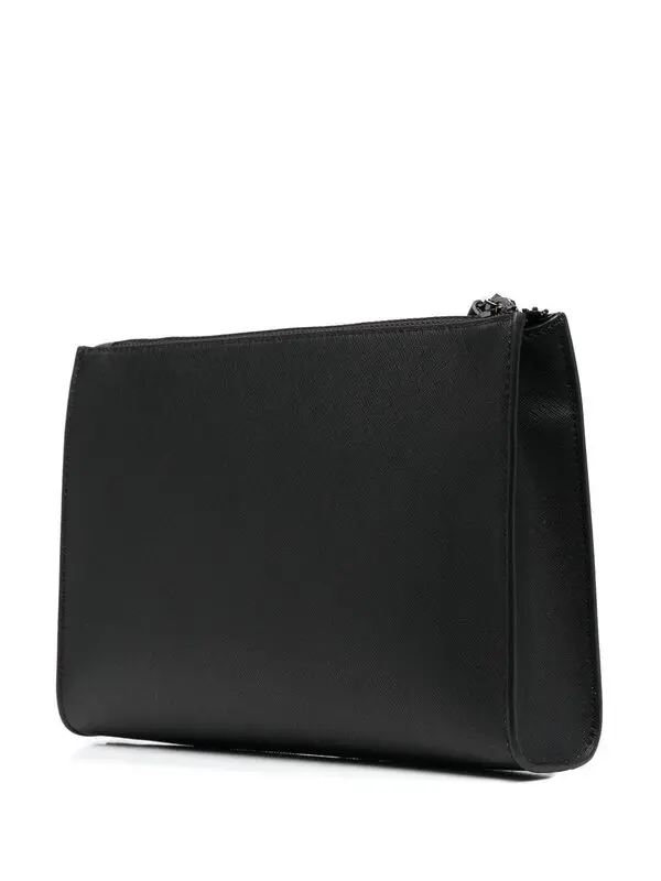 Bally Leather Clutch Bag With Signature Stripe Detail