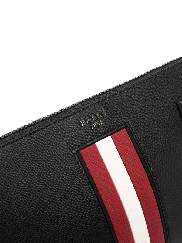 Bally Leather Clutch Bag With Signature Stripe Detail