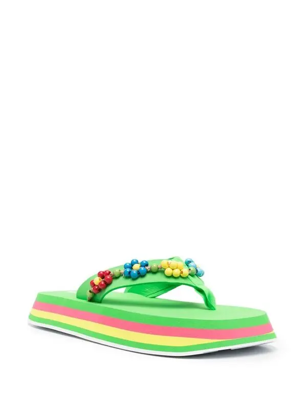 MSGM Bead-embellished Flip Flops