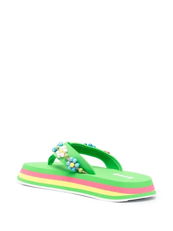 MSGM Bead-embellished Flip Flops