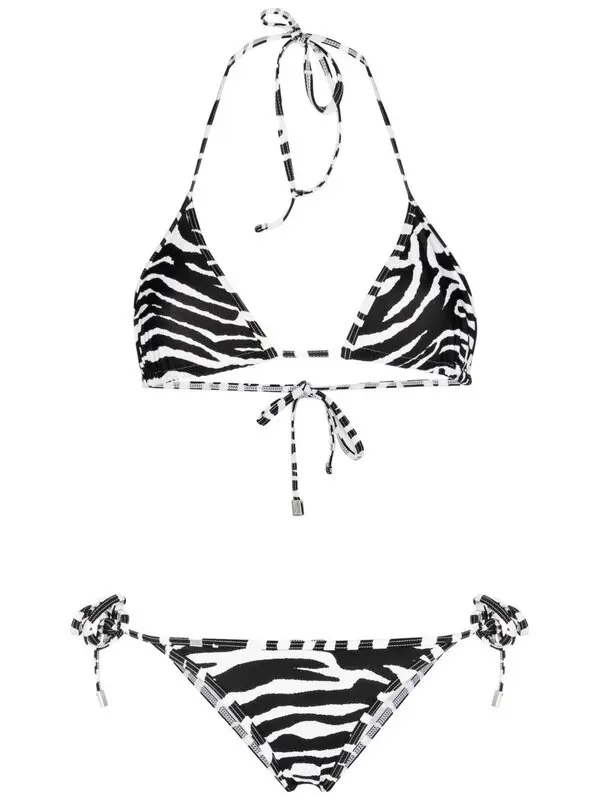 Attico Zebra Print Bikini Set - Black