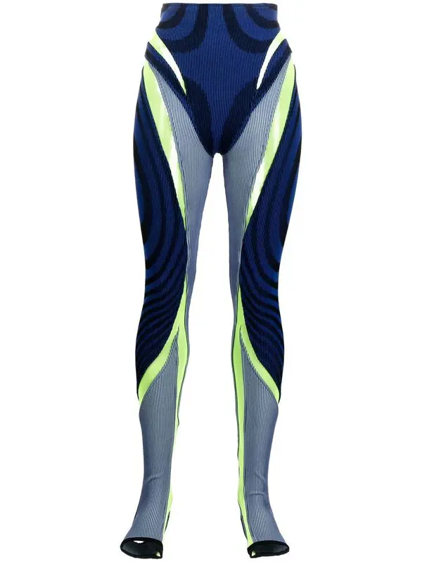 PAOLINA RUSSO Panelled Ribbed Leggings - Blue