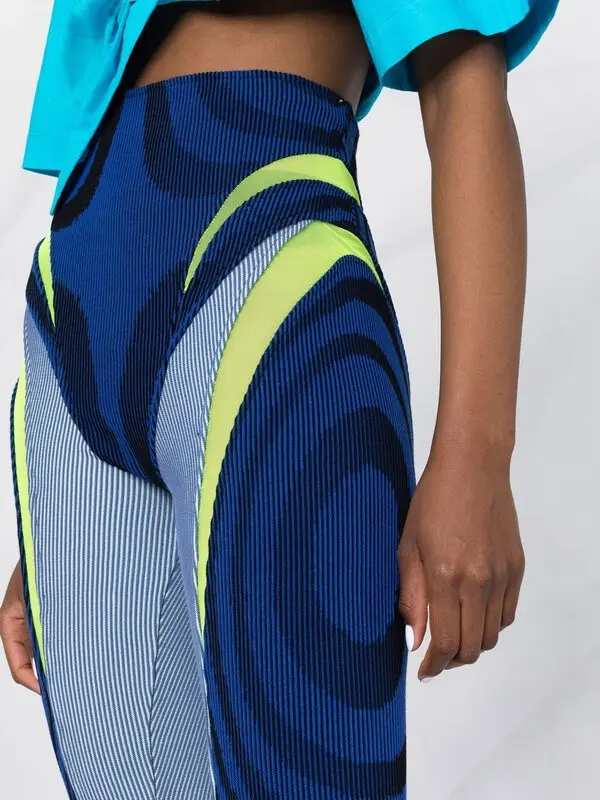 PAOLINA RUSSO Panelled Ribbed Leggings - Blue