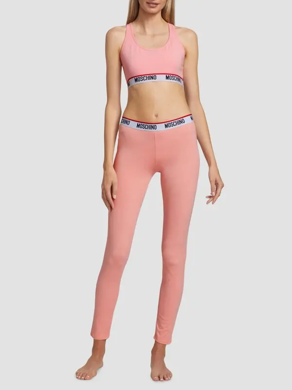 Moschino Core Logo-hem Sports Bra - Pink