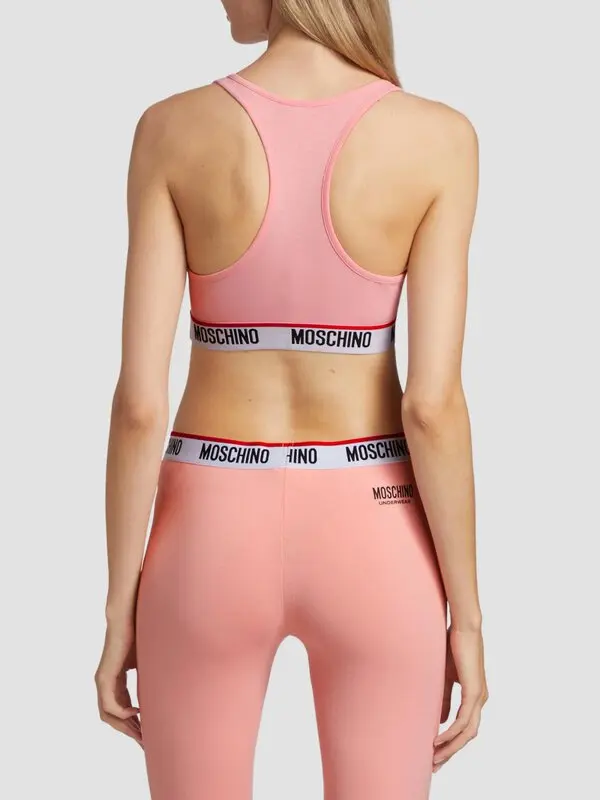 Moschino Core Logo-hem Sports Bra - Pink