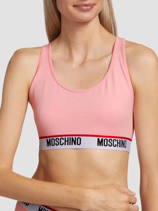 Moschino Core Logo-hem Sports Bra - Pink