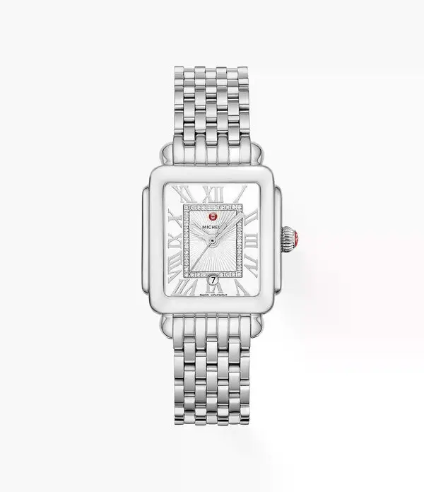 Michele Deco Madison Mid Diamond Dial Watch - Silver