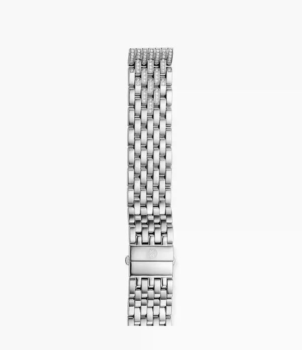 Michele 18mm Deco Seven-link Steel Bracelet With Diamonds - Silver