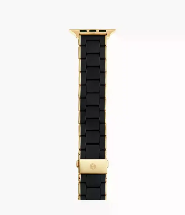 Michele Gold-tone Silicone-wrapped Bracelet Band For Apple Watch - Black