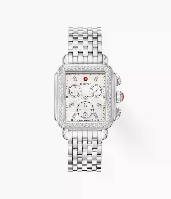 Michele Deco Diamond Stainless Steel Watch - Silver