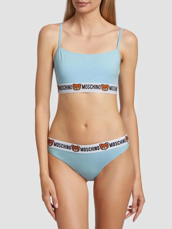 Moschino Underbear Logo Band Cotton Bralette