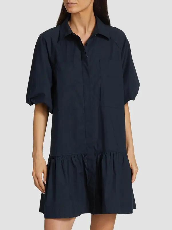 Simkhai Crissy Cotton Poplin Mini Shirtdress - Midnight