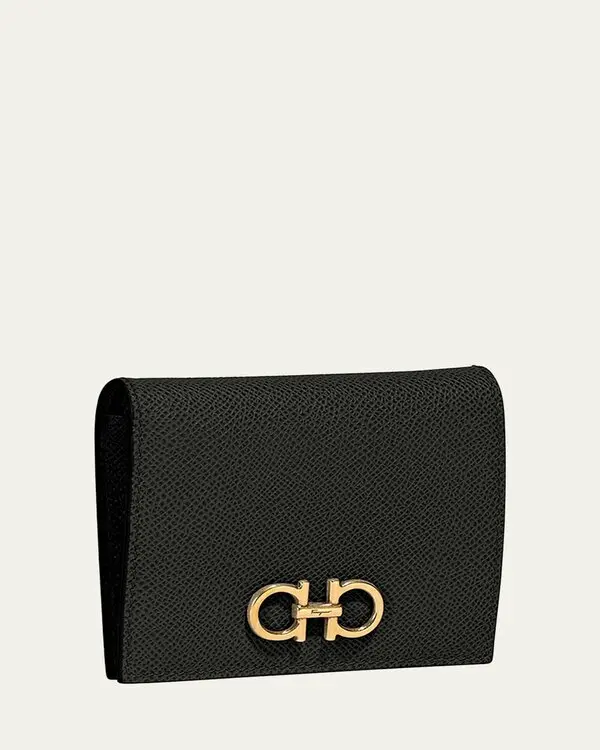 FERRAGAMO Gancini French Leather Wallet - Black