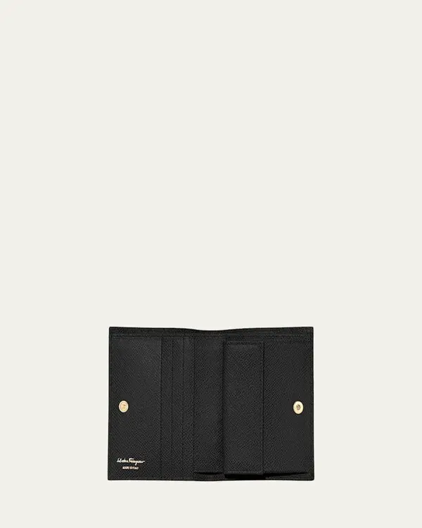 FERRAGAMO Gancini French Leather Wallet - Black